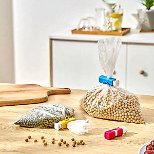 20 PCS Food Clips Bread Bag Clips for Food Storage with Air Tight Seal Grip, Squeeze and Lock Bread Bag Clips, Plastic Bag Closure Clips, Chip Clips, Snack Clips, Plastic Heavy Seal Grip