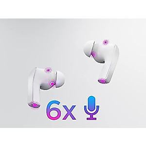 Lenovo Smart True Wireless Earbuds - Smart Switch Fast Pair - Active Noise Cancelling Earphones with Wireless Charging Case - 28 Hrs Playtime Headphones - 6 Built-in Mics - Bluetooth - White