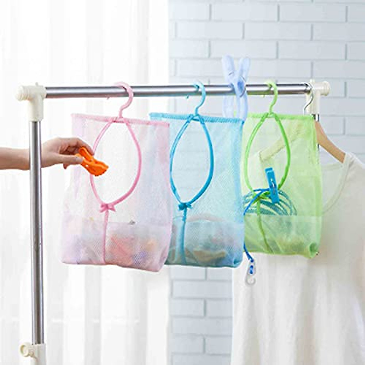 Wall Hanging Clothes Laundry Bag Mesh Organizer Sundries Toy Pouch