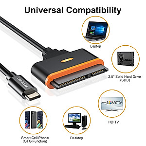 FEMORO SATA to USB C Adapter, USB Type C to 2.5'' SATA Converter Cable External Hard Drive Compatible with SSD WD Seagate Toshiba Hitachi MacBook Pro/Air XPS 13/15 ThinkPad X1