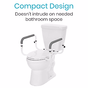 Vive Toilet Safety Rail - Adjustable Grab Bar - Compact Support Frame with Handrail for Bathroom Toilet Seat - Easy Installation for Handicap Senior Bariatrics, Elderly Balance - Padded Hand Armrest
