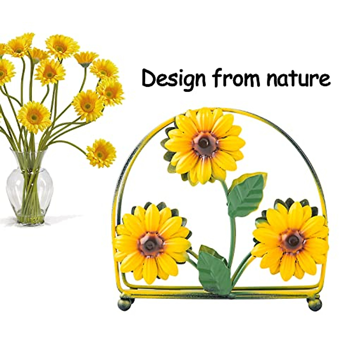 Napkin Holder For Table Sunflower Farmhouse Napkin Holder Cocktail Napkin Holder Black Rustic Napkin Holder For Kitchen