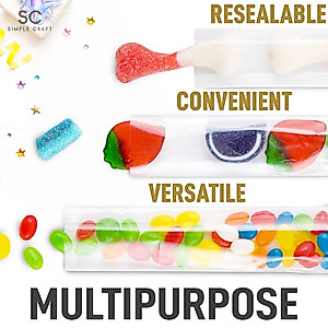 Simple Craft 200 Pack Candy Treat Cellophane bags - 8x10 Thick Plastic Candy Bags With Ties For Goodie Bags - Clear Cellophane Treat Bags For Candy, Cookies & Pastries (8''x10'')