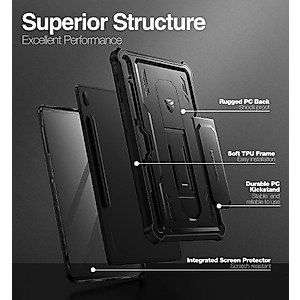Dexnor Case for Galaxy Tab S7 FE 12.4 Inch (2021), [Built in Screen Protector & Kickstand] with Pen Holder Heavy Duty Shockproof Full Body Protective Cover for Galaxy S7 FE Case-Black