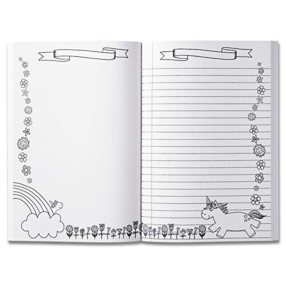 Unicorn Journal and Sketchbook: Journal and Notebook for Girls - Composition Size (7.5"x9.75") With Lined and Blank Pages, Perfect for Journal, Doodling, Sketching and Notes