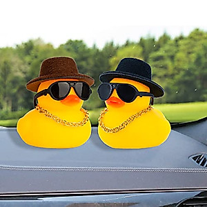 MuMyer Rubber Duck Car Ornaments Duck Car Dashboard Decorations for Car Dashboard Decoration Accessories with Mini Hat Swim Ring Necklace and Sunglasses