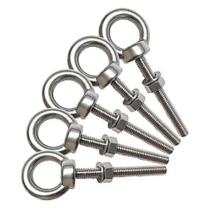 AIVOOF Stainless Steel Eye Bolts, M6 Shoulder Eye Bolt 2" Heavy Duty EyeBolts Screws in Eye Hooks with Washer and Nuts for Lifting Ring Eyebolt Thread Length 50mm