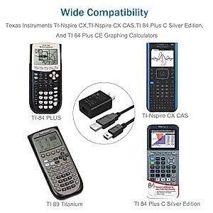 Charger for Texas Instruments TI-84 Plus CE Graphing Calculator,5Ft Data Cable for TI 84 Plus C Silver Edition Calculator,TI 89 Titanium,TI Nspire CX,TI Nspire CX CAS Graphing Calculator