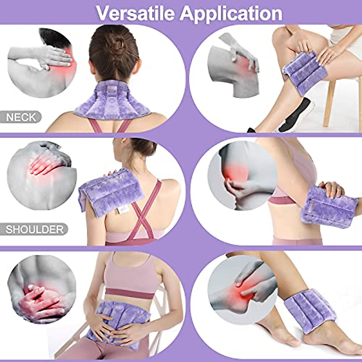 SuzziPad Heating pad Microwavable, 8 x 12" Reusable Heat Pads for Pain Relief, Moist Heating Pads for Cramps, Muscle Ache, Joints, Back Pain, Neck, Shoulder, Warmer Heat Pack (Purple)