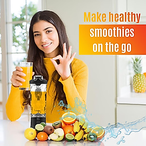 Stellar Goods Powerful Portable Blender for Smoothies & Shakes - Mini Blender with High-Torque Motor, Long-Life Battery, Leak-Proof Cup - One-Click & Pulse Mode - Personal Blender for Home, Travel