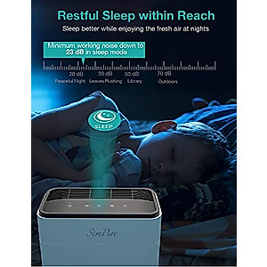 SimPure HP8 Air Purifier for Home Large Room & Bedroom & Office, Quiet True HEPA Filter Air Cleaner for Allergies, Pets, Smokers, Eliminates Allergens, Smoke, Odors, Dust, Pets Hair Dander, Mold