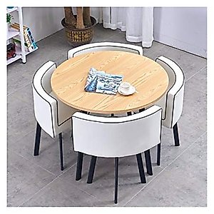 Office Reception Round Table- Conference Reception Room Coffee Table with Chair, Bedroom Office Reception Desk and Chair Set 1 Table and 4 Chairs Home Dining Table and Chair Combination Living Room (C