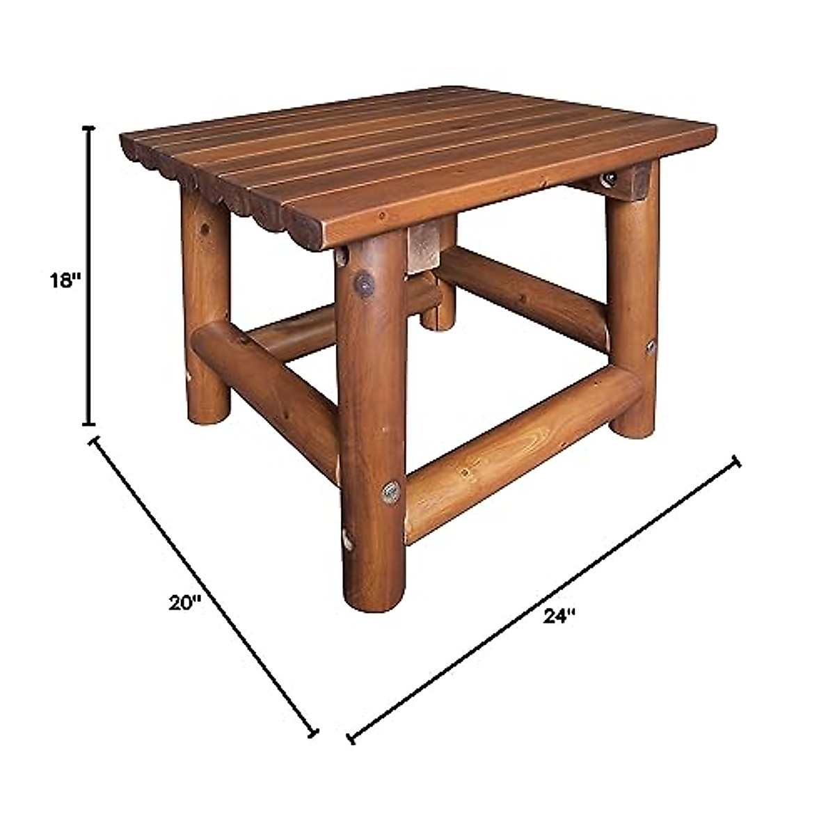 Leigh Country Amber Log Perch Handcrafted Hardwood Acacia Small Rectangular Accent Side End Table for Outdoor, Patio, and Garden, Brown