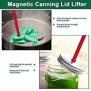 Catcan 4 PCS Canning Tools and Equipment Include 2 Pack Canning Magnetic Lid Lifter with 2 Pack Canning Bubble Popper Heat Resistant Home Easy Canning Kits (Red+Green)
