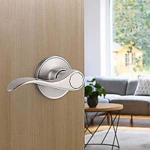 Gobrico 3 Pack Satin Nickel Interior Passage Door Levers Keyless Hall/Closet Handles Knobs Locksets with Universal Levers