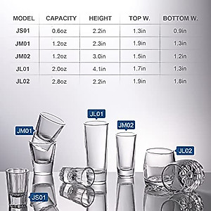 Elivia Shot Glass Set with Heavy Base, 1.2 oz (12 pack) Clear Glasses for Whiskey and Liqueurs - JM02