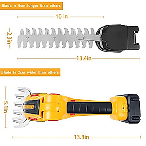 24V Cordless Grass Shear & Hedge Trimmer, 2 in 1 Electric Mini Hedge Trimmer, Handheld Grass Cutter Clippers Power Hedge Trimmers with 1500mAh Rechargeable Battery & Charger for Gardening