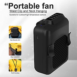 CAZOKASI Waist Clip Fan Upto 23hours 6000mAh Portable Rechargeable Fan Working Cooling Fan Hand Free Personal Fan Wearable Fan for Traveling Working Outdoor Office（waist fan