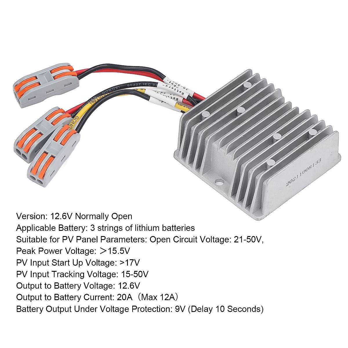 20A 300W MPPT Solar Charge Controller, Waterproof MPPT Charge Controller Buck Synchronous Rectifier Photovoltaic Battery Charger 24 Hours Load Output (14.6V Normally Open)