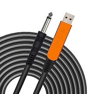 YESPURE USB Guitar Cable 10Ft, USB Guitar Interface Male to 6.35mm 1/4 inch Gold-Plated TS Mono Plug,Recording Cable Compatible with PC, Mac, Xbox, PS4, PS3,PS2