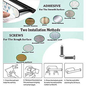 WYMECT Adhesive Paper Towel Holder Under Cabinet Wall Mount for Kitchen Paper Towel, 304 Stainless Steel Paper Towel Roll Holder with Screws Stick to Walll (Black)