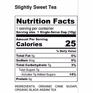 Slightly Sweet Tea Single Serve Keurig KCup Compatible Tea Pods 12 count - Not Too Sweet, Not Too Bland, Just Right! Certified Organic, Hot Brewed, Low Calorie Slightly Sweet Tea