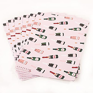 CENTRAL 23 - Pink Wrapping Paper - For Wedding - Champagne Print - Celebration Gift Wrap - 6 Sheets - Birthday New Baby, Bride and Groom - For Anniversary or Valentines Day Gifts