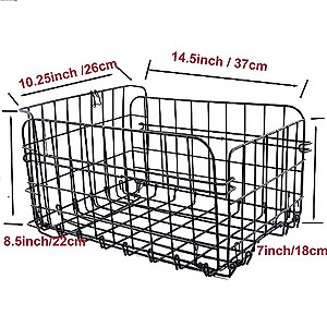 WEEROCK Rear Bike Basket Wire Mesh Detchable Foldable Rear Rack Basket Bike Accessories