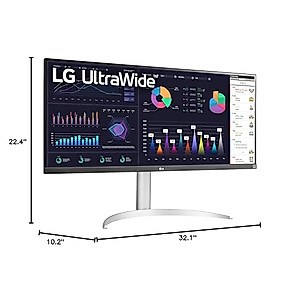 LG 34WQ650-W 34 Inch 21:9 UltraWide Full HD (2560 x 1080) 100Hz IPS Monitor, 100Hz Refresh Rate with RGB 99% Color Gamut, VESA DisplayHDR 400, USB Type-C, AMD FreeSync, Tilt/Height Adjustable Stand