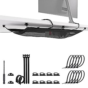 Cable management net - Under desk wire management - Flexible under desk cable management tray black