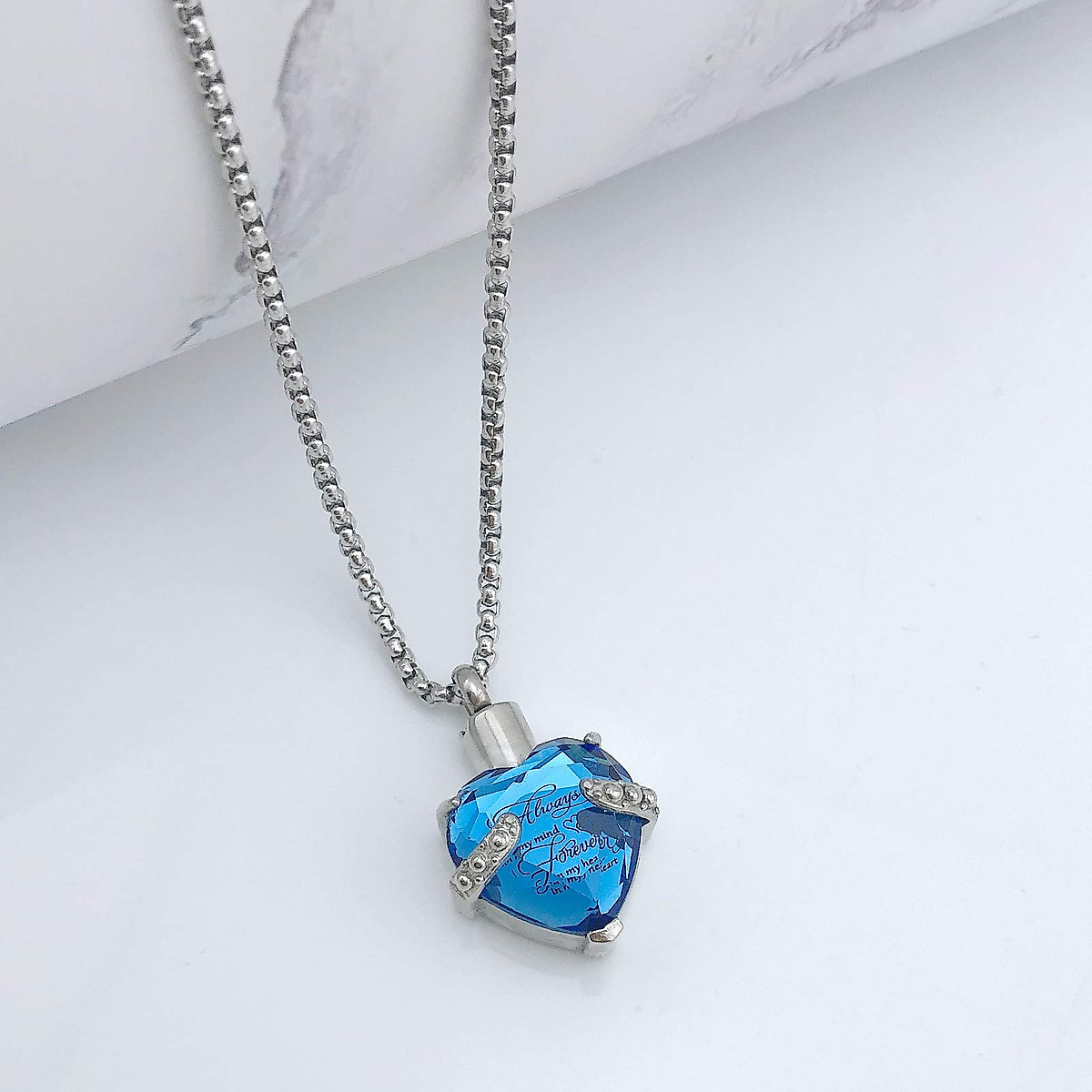 YOUFENG Birthstones Heart Cremation Pendant Urn Necklaces for Ashes Urns for Human Ashes Memorial Locket Keepsake Ashes Jewelry with Fill Kit