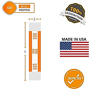 Money Bands Currency Sleeves Straps – Made in USA (Pack of 330 for $50) Self-Adhesive Money Wrappers for Bills Color Coded Wraps Meets ABA Standards, 7.5 x 1.25 inches – Counter Recyclable Kraft Paper
