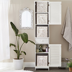 DII Non Woven Storage Collection Polka Dot Collapsible Bin Small Set, 11x11x11 Cube, White with Gold Dots, 4 Piece