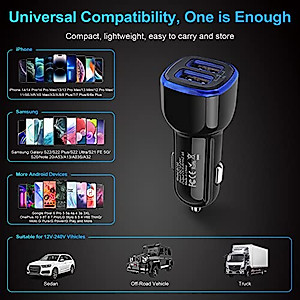 Car Charger iPhone, 5Pack 2.4A 12V USB Adapter Car Cigarette Lighter USB Charger Car Plug for iPhone 14 13 12 11 Pro SE XR XS X 8 7 6 6S, Samsung Galaxy S22 S21 S20 S10 S9 S8 S7,Moto,Android,Kindle