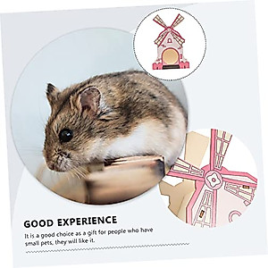 Mipcase 3pcs Hamster Windmill House Squirrel Toys Chinchilla Toys Guinea Pig cage Accessories Hamster Castle House Hamster cage Accessories Hamster Tunnel Wooden Rat Hideout Rat Supplies
