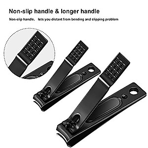 12 Pieces Nail Clipper Set Stainless Steel Nail Cutter Fingernails and Toenail Clipper Cutter for Women Men (Black)