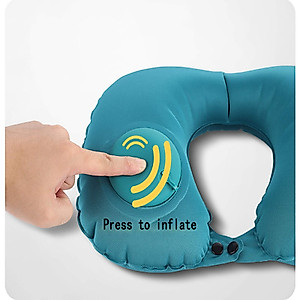 HIZQ Travelling Neck Support Pillow Lightweight Inflatable Pillow- Portable U Shape Neck Support Cushion for Camping, Hiking, Office Nap, Home, Car, Travel Airplane, Train and Bus