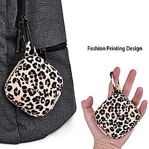 AIRSPO Silicone Case Cover for Powerbeats Pro Anti-Lost & Shockproof Easy Carrying Protective Case with Keychain (Leopard Print)