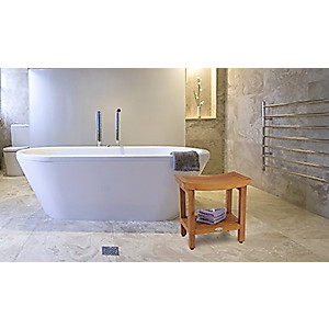 AquaTeak Patented 18" Sumba Teak Shower Bench with Shelf & AquaTeak Premium Teak Oil