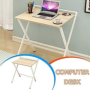 Foldable Computer Desk, Cross Table Legs to Stable, Waterproof and No Odor Office Desk, Curved Desktop Edge for Safe to use, Writing Desk, Gaming Desk - Faster Logistics Can Reach Your Hands