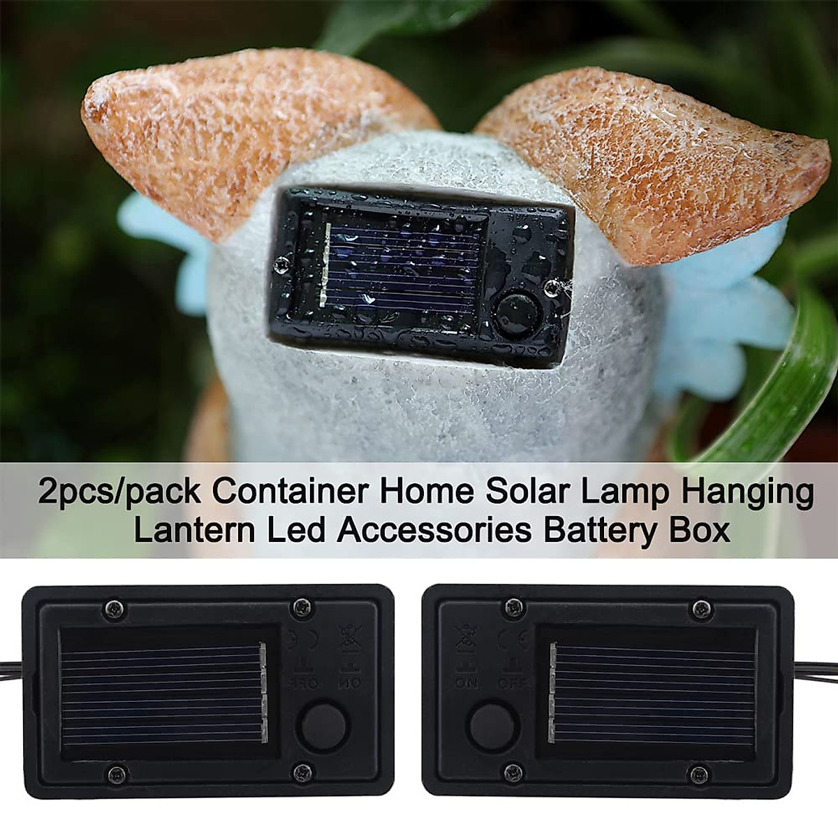 Yuhoo Solar Lantern Top Battery Box, Solar Light Replacement Top, Solar Lantern Panel Accessories Lid Lights Bulb Replacement Part for Garden Lawn Patio Yard (Black), free size