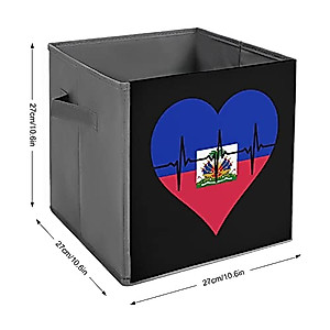 Love Haiti Heartbeat Collapsible Storage Bins Basics Folding Fabric Storage Cubes Organizer Boxes with Handles