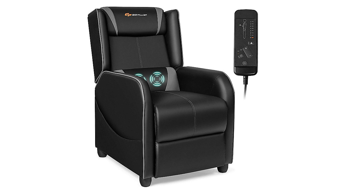 Goplus Gaming Recliner Chair - Adjustable and Massage Function