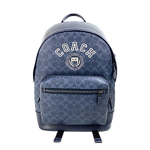 Coach West Backpack In Signature Canvas With Varsity Motif