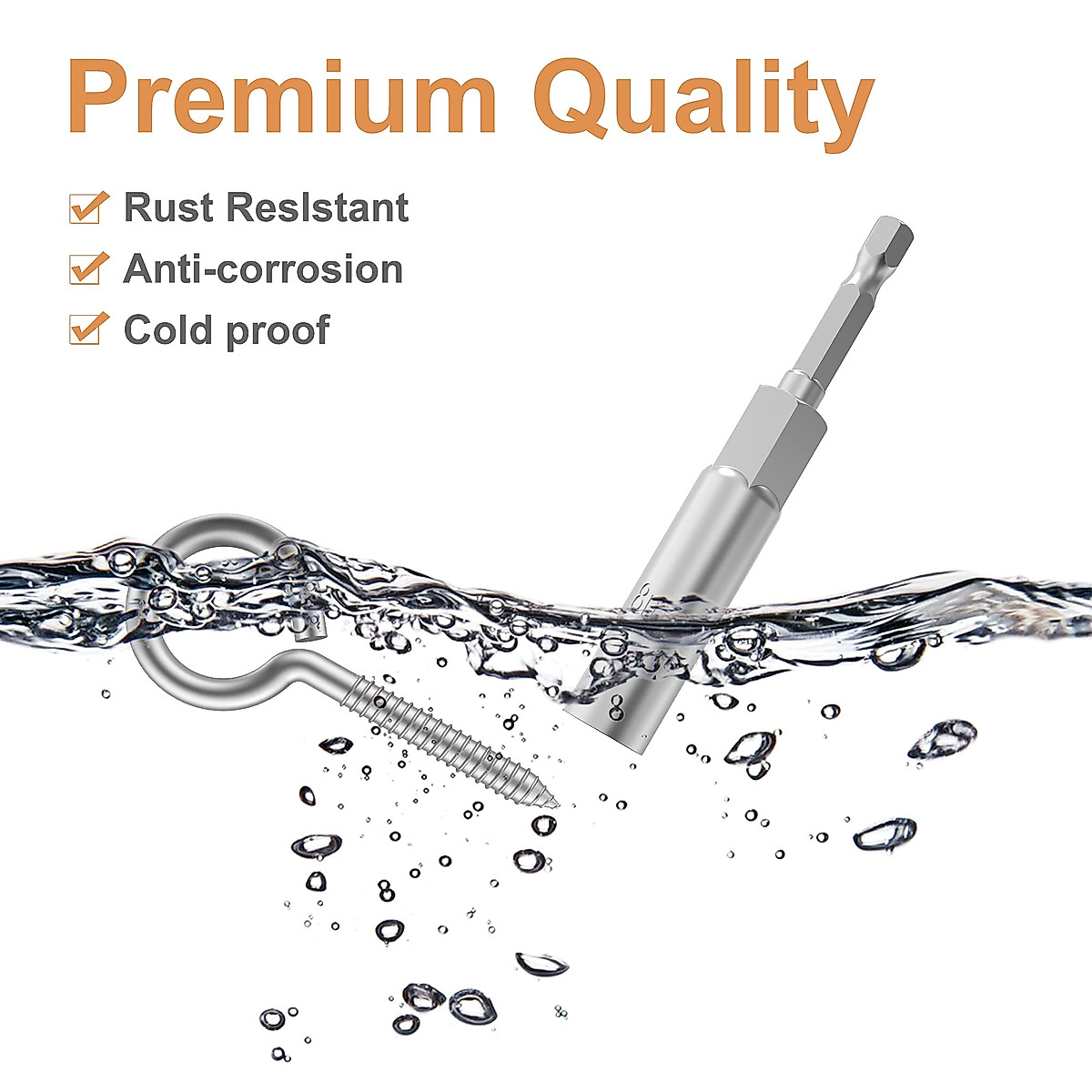 HXLPAY 2” 26 Pack 304 Stainless Steel,Screw Eyes Heavy Duty Screw in Eye Hooks Ring, Yoga & Brazilian Hammocks, Indoor & Outdoor, Self Tapping Screws,Eye Bolt (1 pcs 1/4" hex Shank Wing nut Driver)