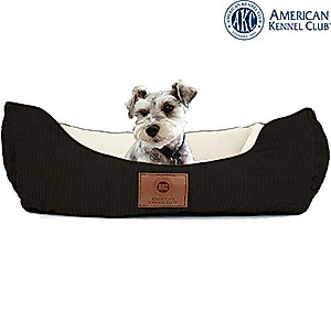 American Kennel Club Small Black Dog Bed, Solid Weave Cuddler, AKC Pet Cuddler, 26"