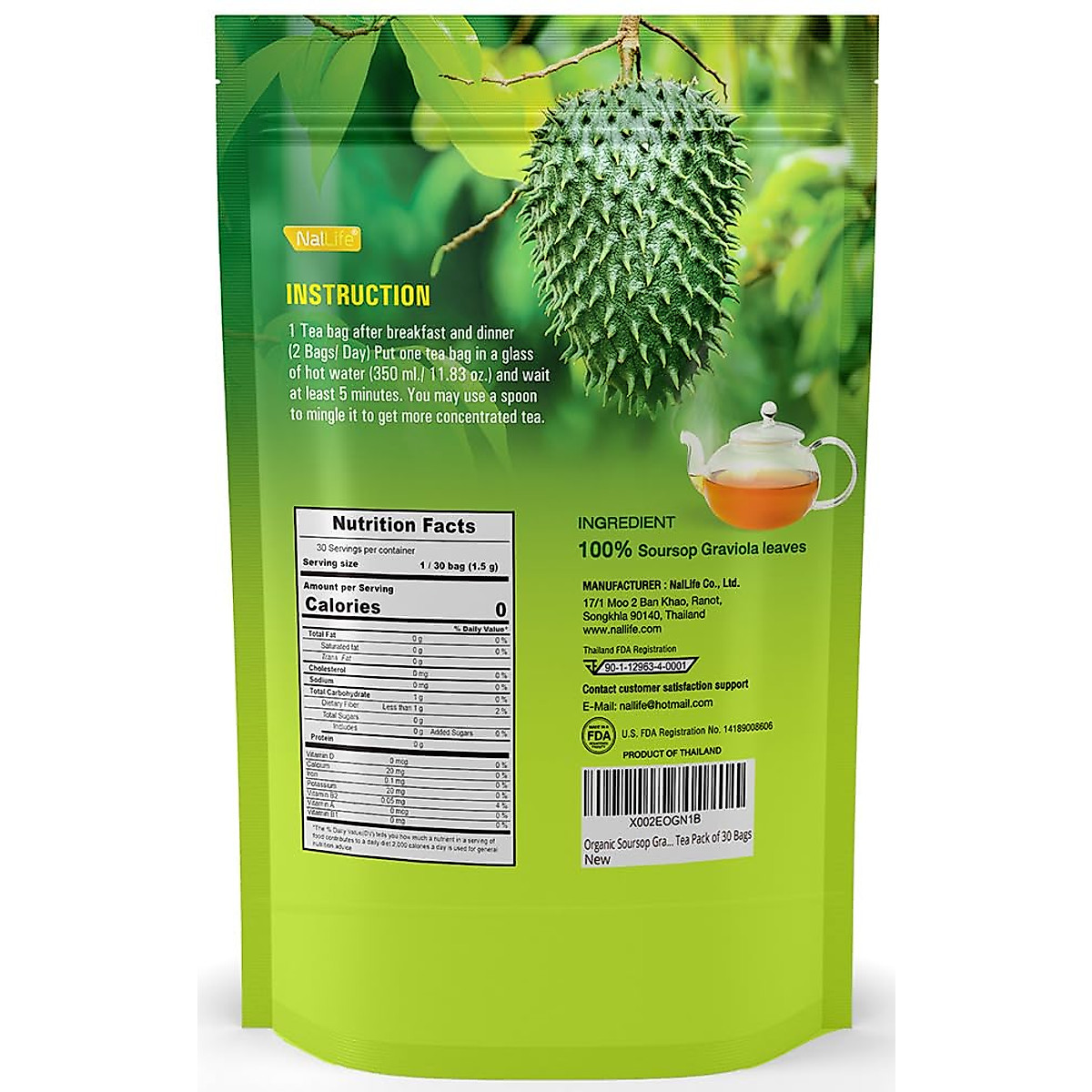Organic Soursop Graviola Leaves Tea Pack of 30 Bags