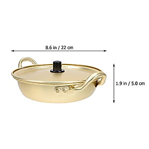YARNOW Spoon Korean Food Ramen Pot Korean Ramen Cooking Pot with Lid Traditional Hot Pot Aluminum Pot Fast Heating for Kitchen Cookware 20cm (Double Handle) Stock Pot Korean Noodles