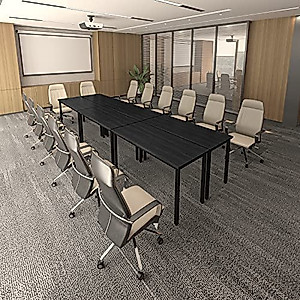 Bonzy Home Conference Tables 6.5ft Meeting Room Study Writing Table Office Computer Desk Save Space Design for 8 People 4PCS Black 78.7"x78.7"x29.5"