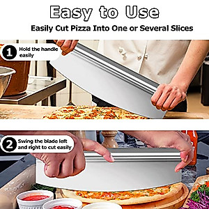 Pizza Cutter Rocker 14 inch Sharp Stainless Steel Slicer Knife with Protective Blade Cover for Kitchen Dishwasher Safe